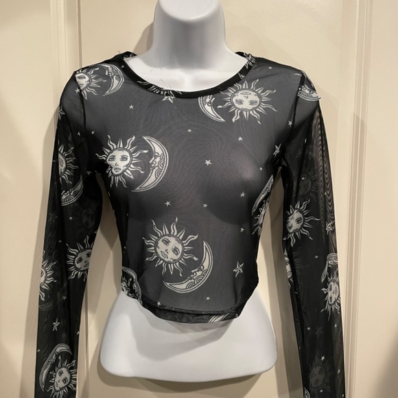 Tops | Moon And Star Harajuku Mesh Crop Top | Poshmark